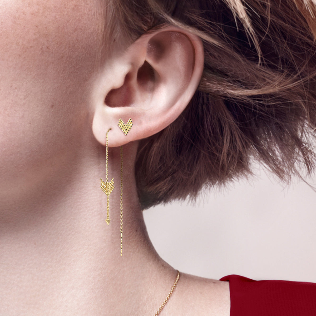 Arrow Thread Through Earrings - Gold | Phoebe Coleman